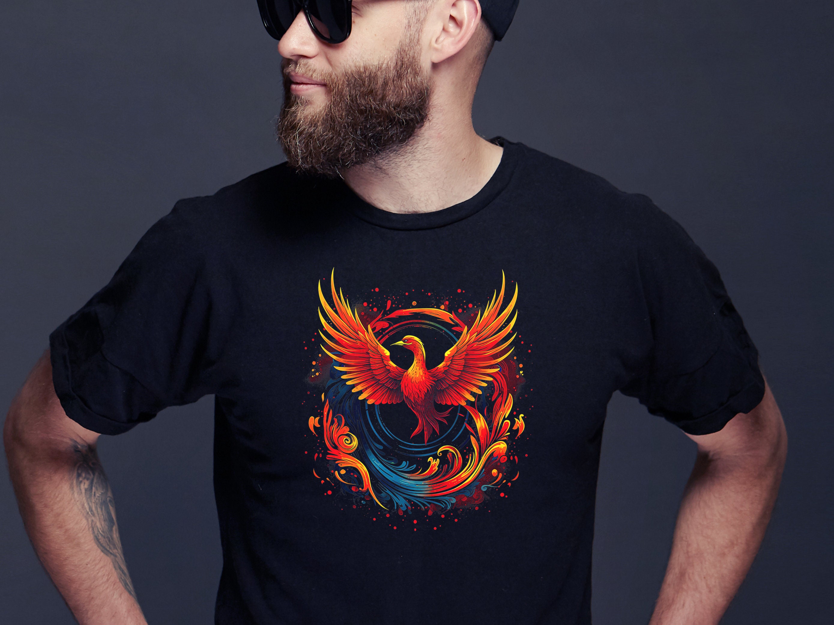 Fire Phoenix Shirt | Red Phoenix Rising Tee | Mythical Creature Design ...