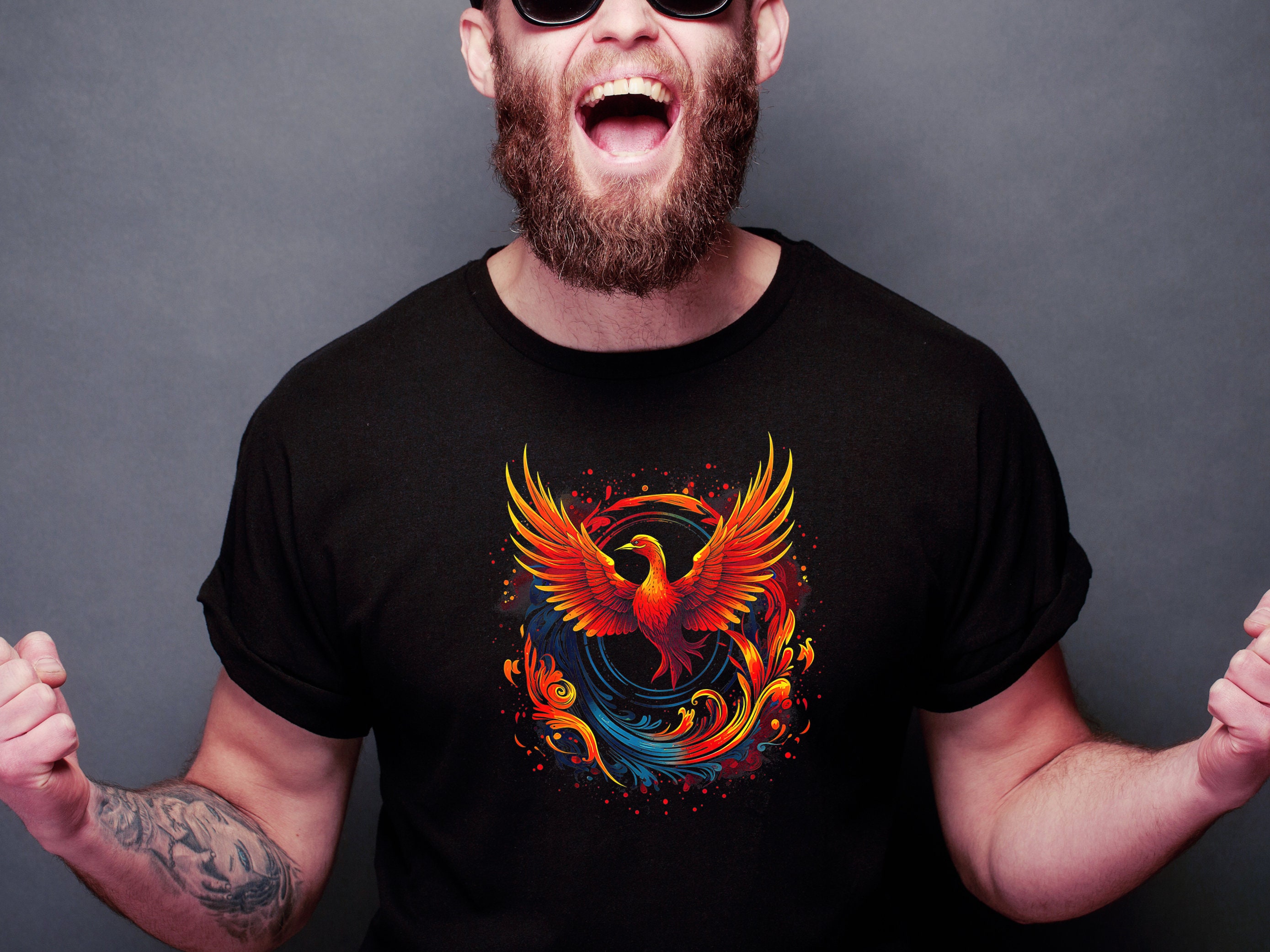 Fire Phoenix Shirt | Red Phoenix Rising Tee | Mythical Creature Design ...
