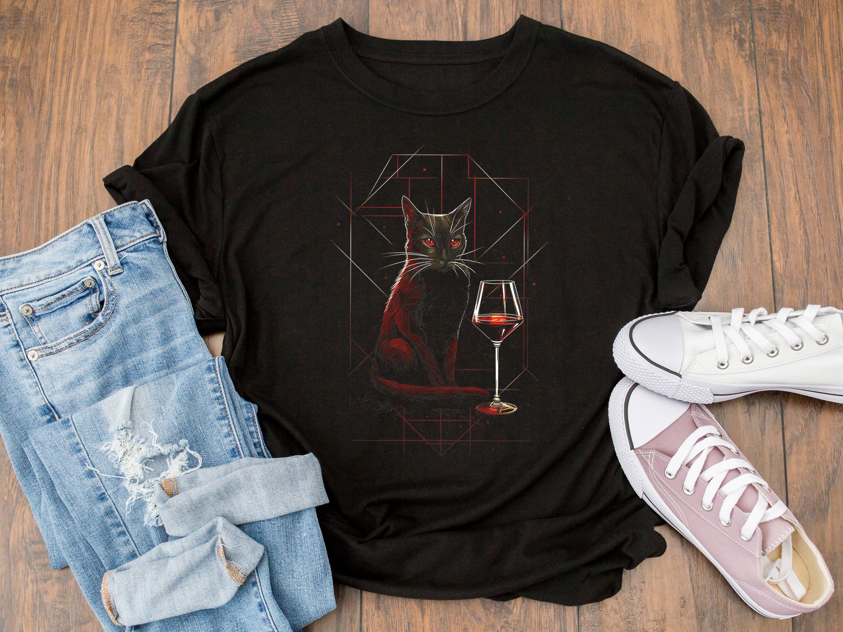 Nocturnal Feline Tee | Dark Cat T-shirt | Gothic Style | Cat Lover's ...