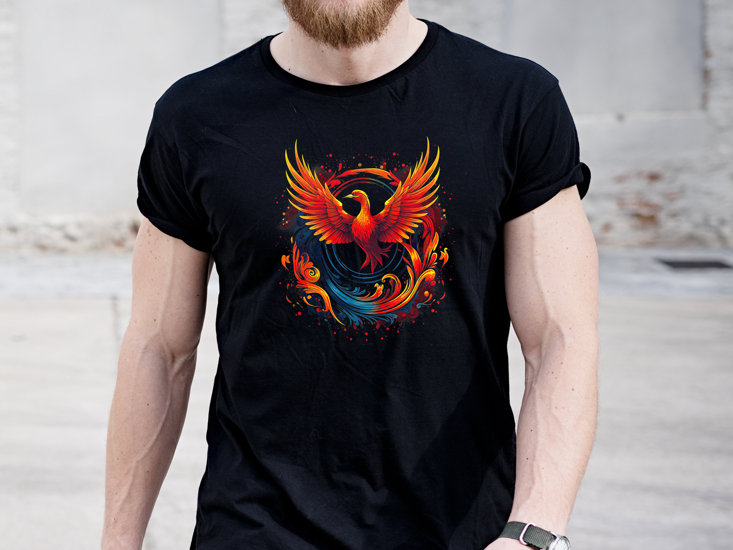 Fire Phoenix Shirt | Red Phoenix Rising Tee | Mythical Creature Design ...