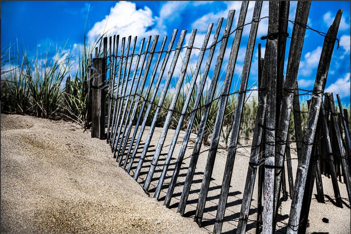 A Day at the Beach. Fence in the Sand. Photography Digital - Etsy