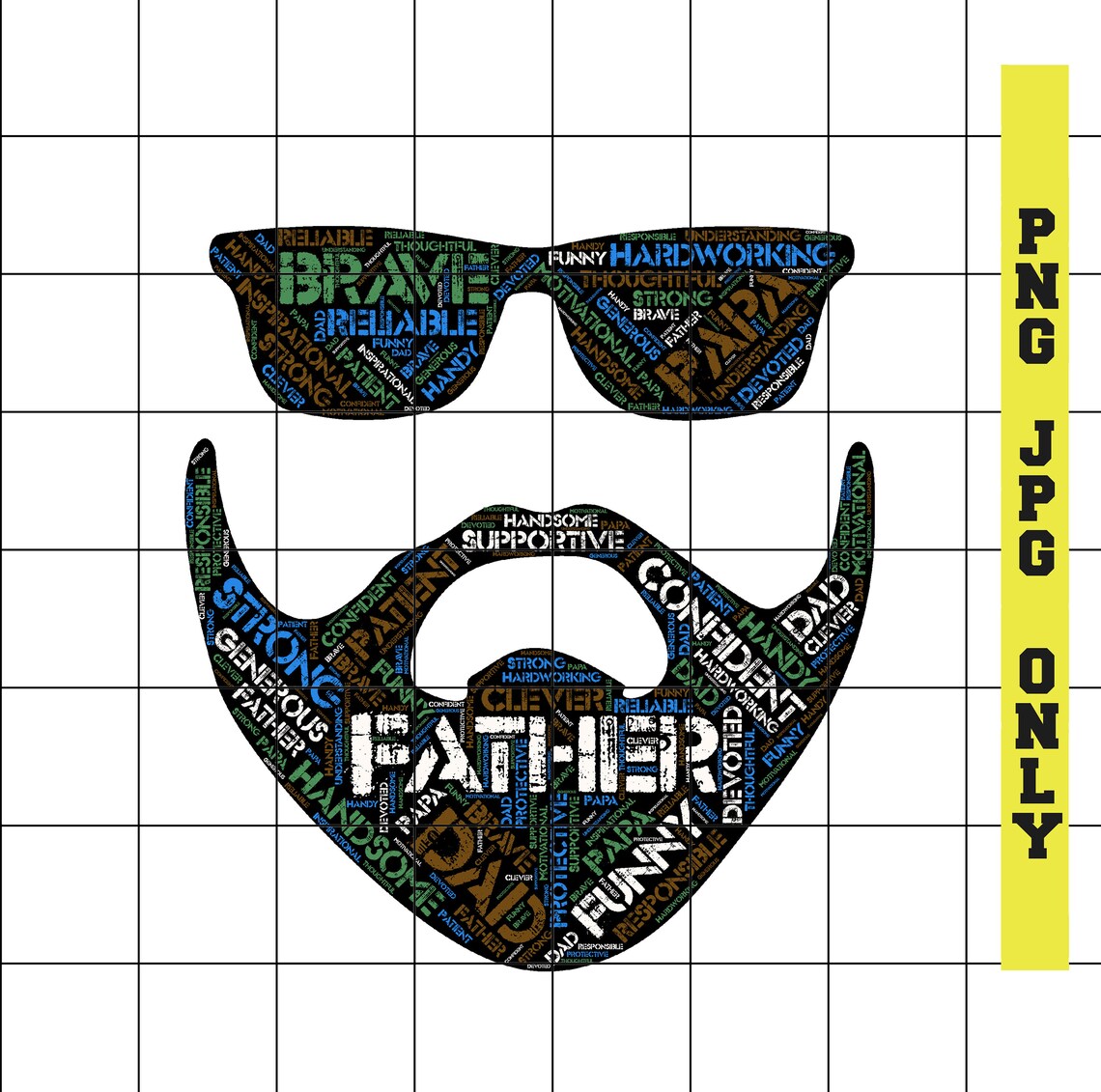 Father Word Cloud PNG Father's Day PNG Dad Beard Png - Etsy