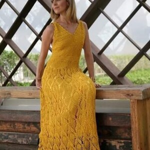 Ladies Long Dress in Yellow Gold Color Crochet Wedding Dress Official ...