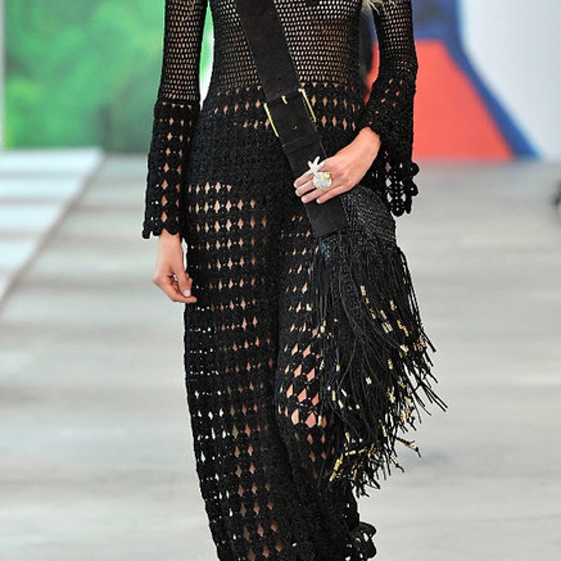 Black Crochet Dress - Etsy