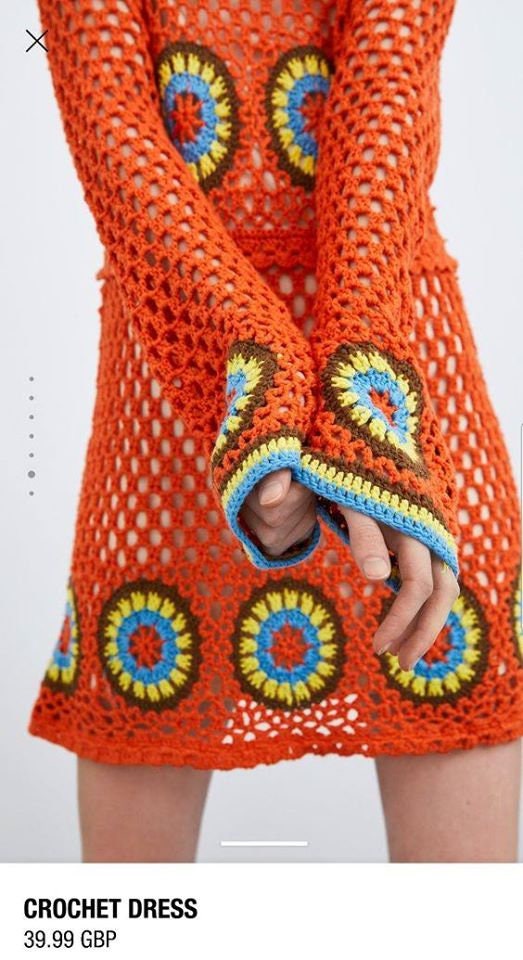 Women's Orange Dress With Multi-colored Round Motifs - Etsy Australia