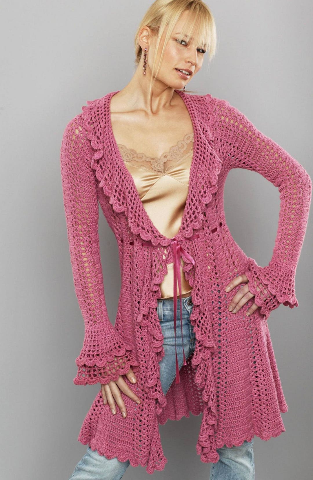 Ladies' Pink Cardigan Crochet / Custom - Etsy