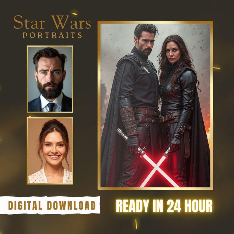 Custom Star Wars Couple Portrait From Photo, Custom Realistic Star Wars ...