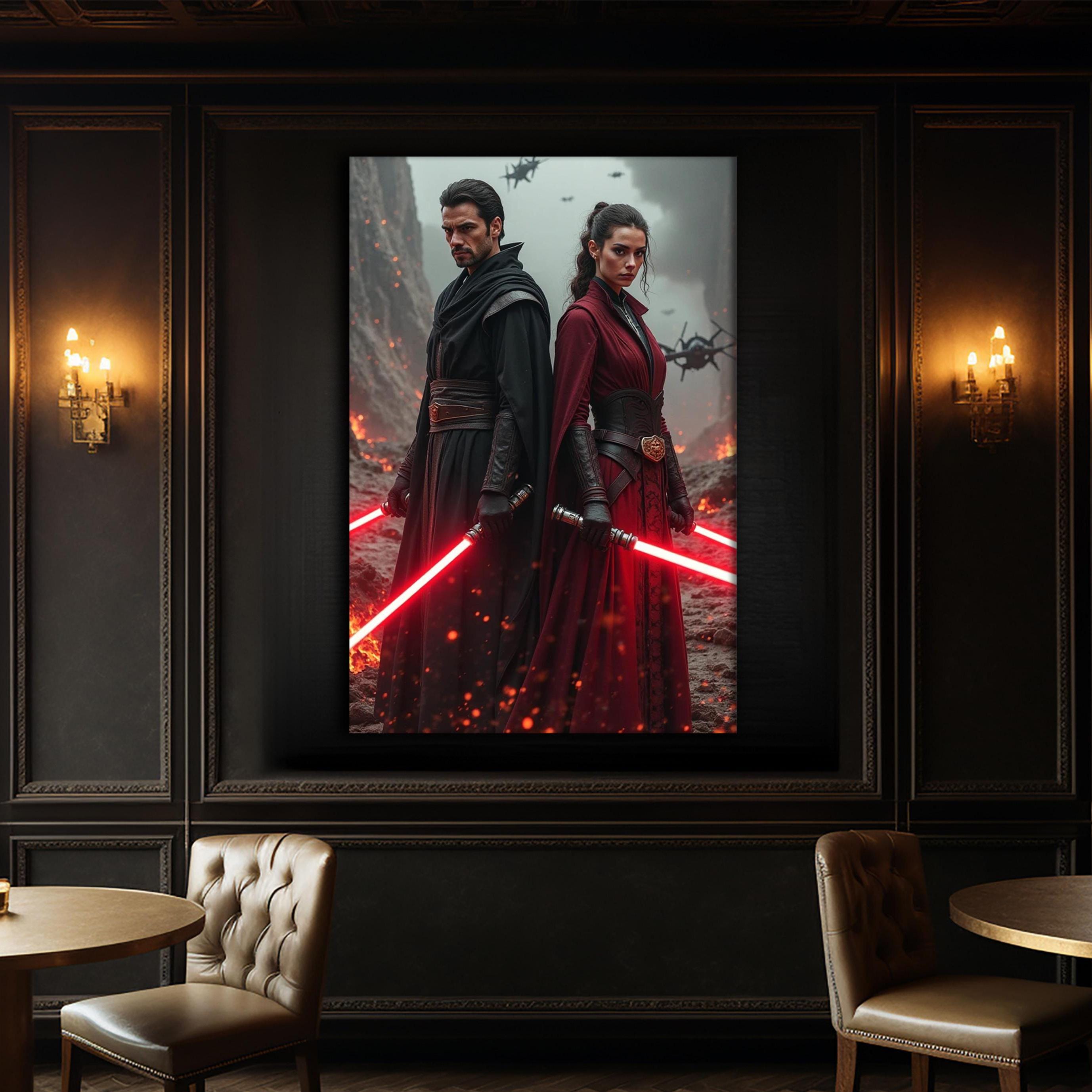 Personalized Star Wars Portrait, Custom Jedi Couple Digital Art ...