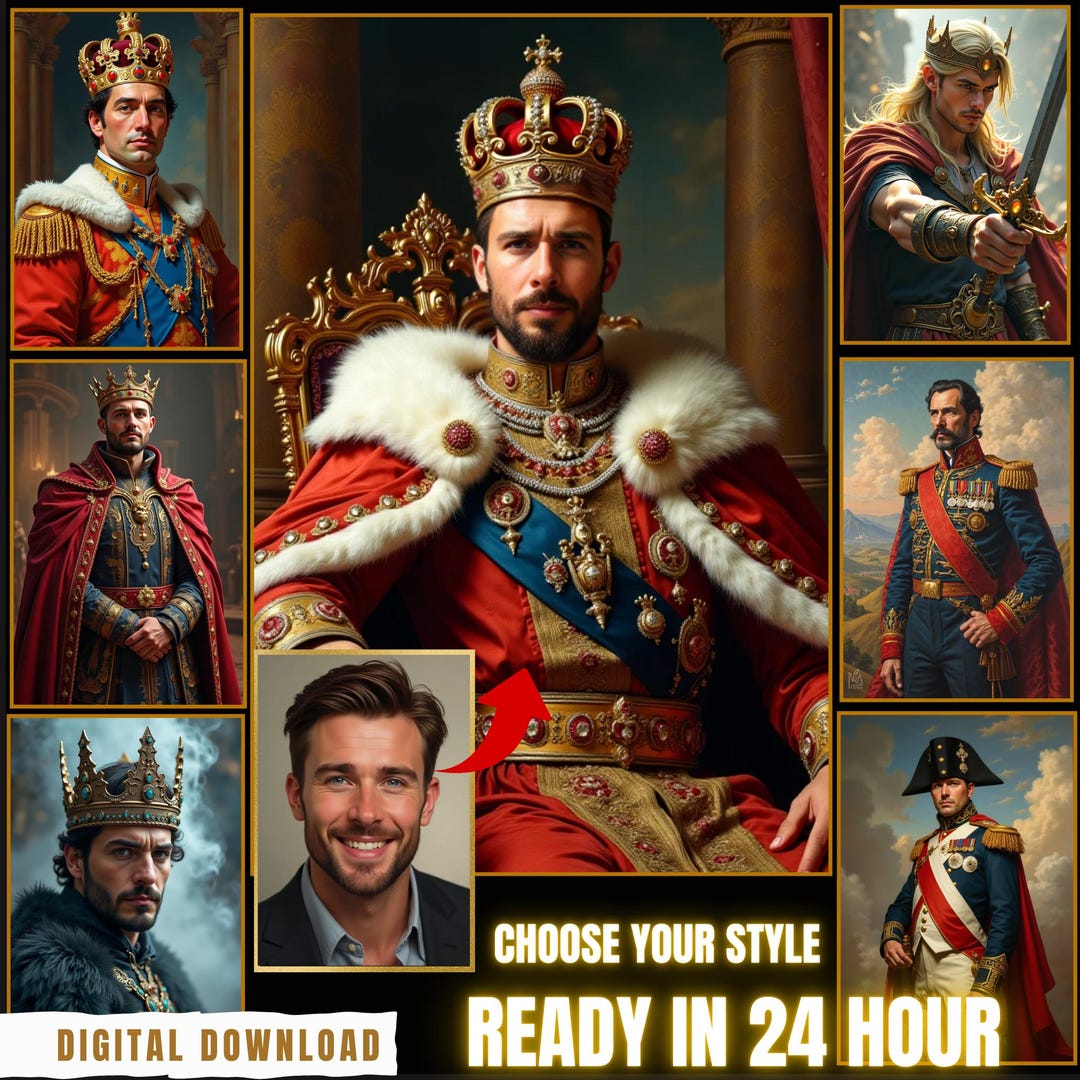 Custom Royal King Portrait From Photo – Renaissance Historical Portrait ...