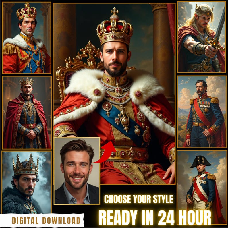 Custom Royal King Portrait From Photo – Renaissance Historical Portrait ...