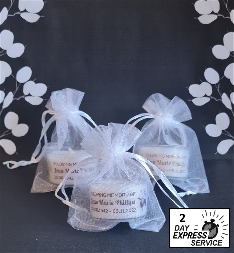 Personalised Funeral Memorial Tealight Favours set X 10 With - Etsy