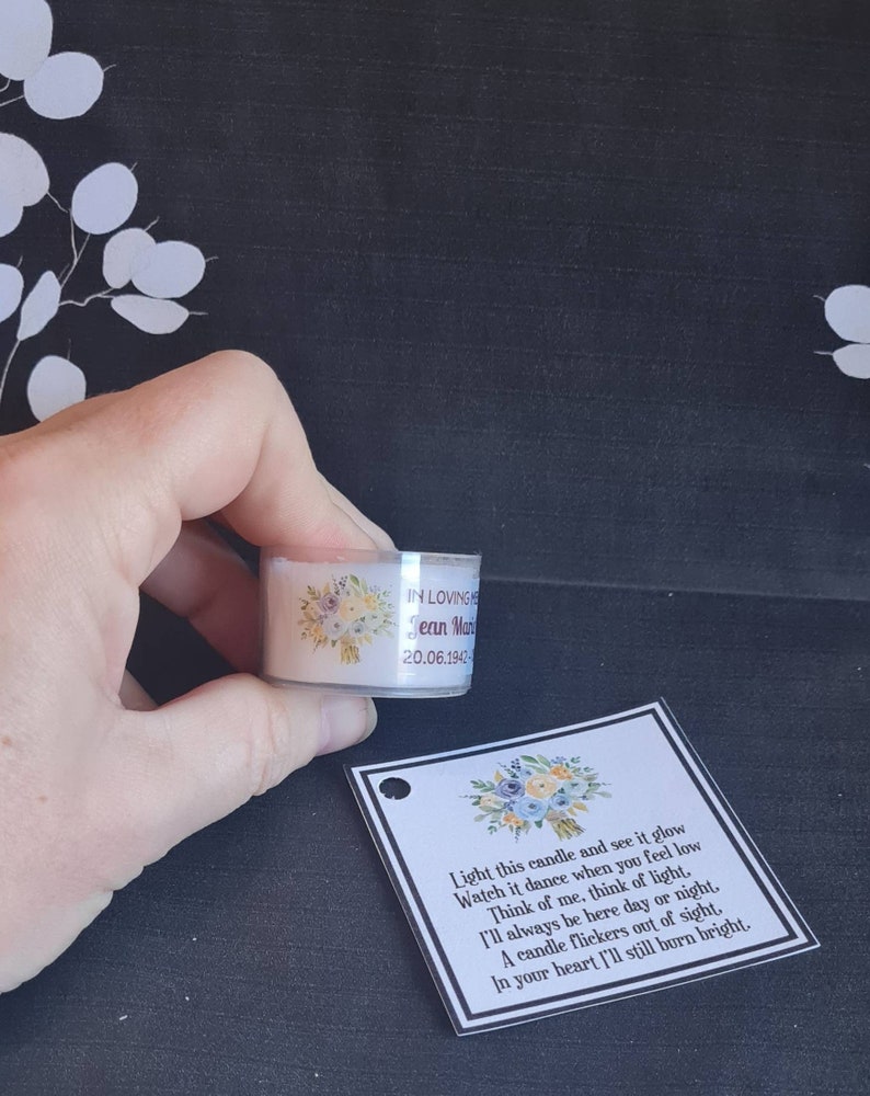 Personalised Funeral Memorial Tealight Favours set X 10 With - Etsy UK