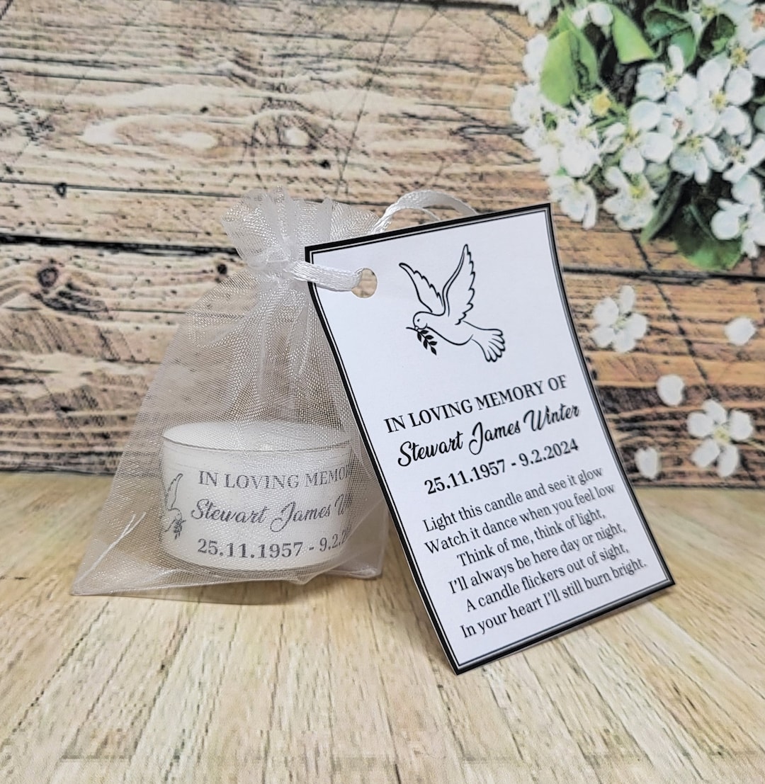 Personalised Funeral Memorial Tealight Favours With Optional Matching ...