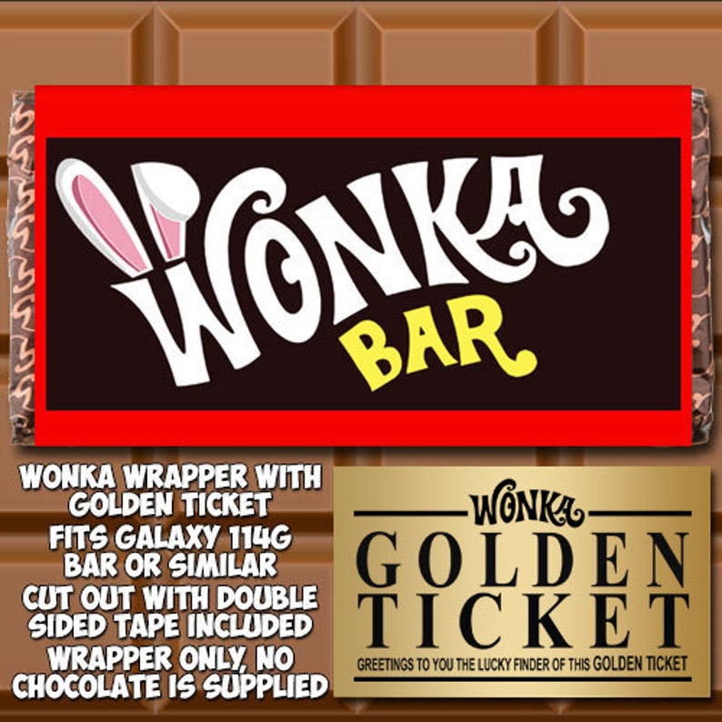 Wonka Chocolate Bar Wrapper Golden Ticket Christmas Xmas | Etsy UK