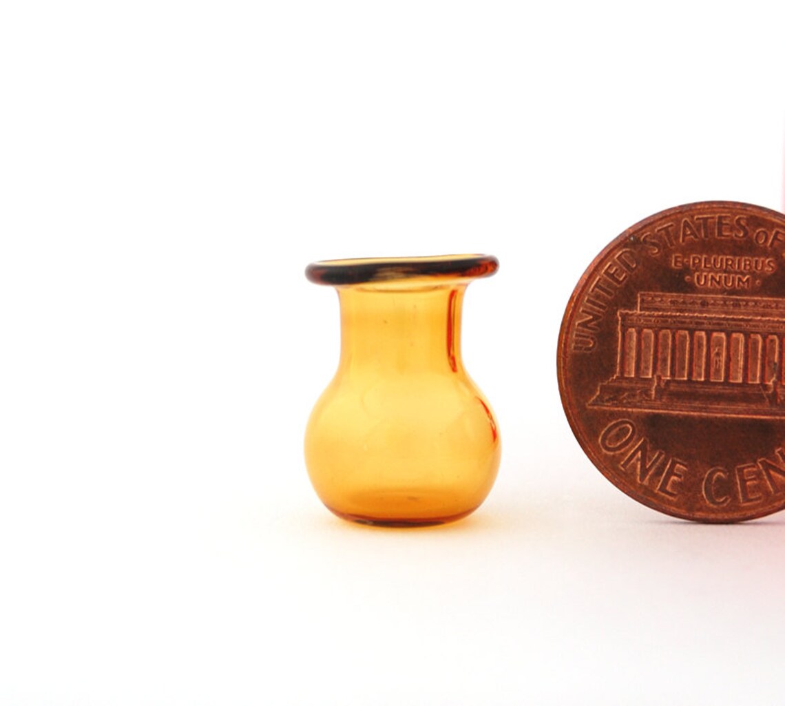 Miniature Amber Glass Vase Glass Collectibles Handblown - Etsy