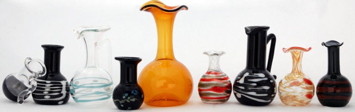 Miniature Amber Glass Vase Glass Collectibles Handblown | Etsy