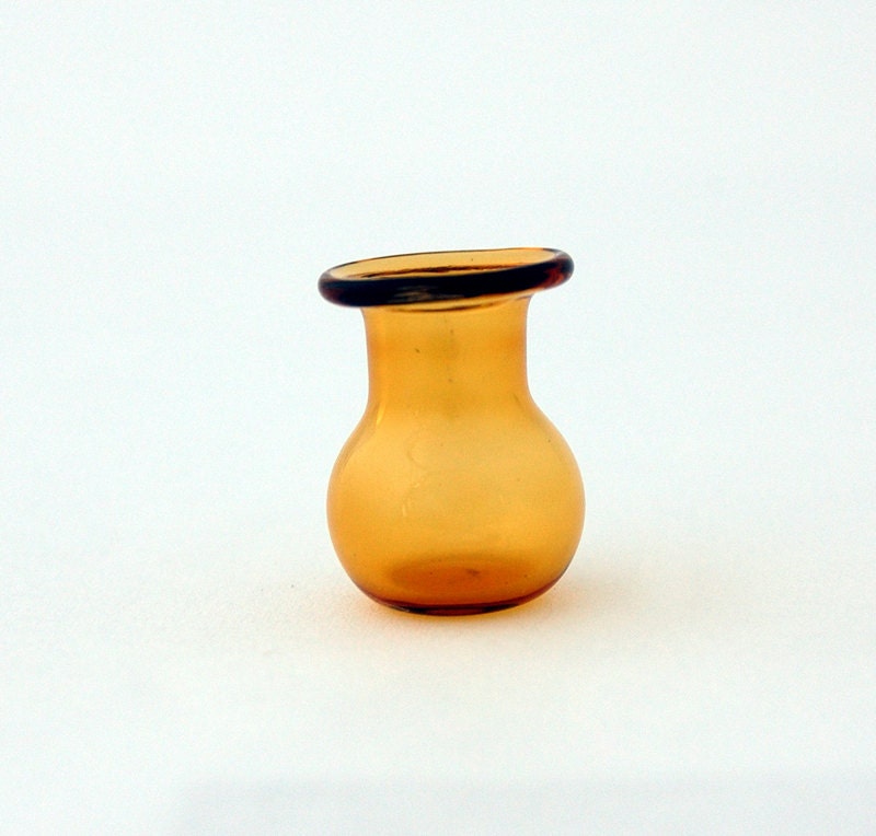 Miniature Amber Glass Vase, Glass Collectibles, Handblown Miniature Art ...