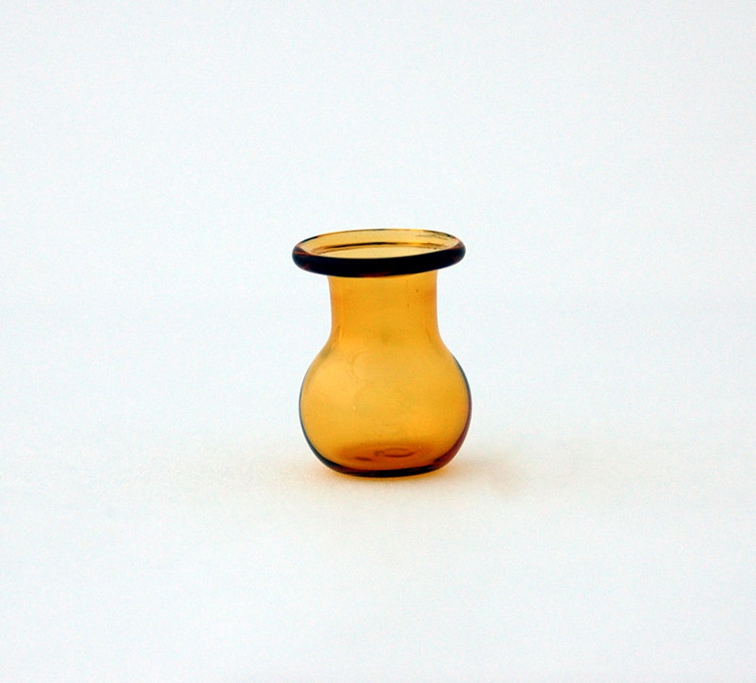 Miniature Amber Glass Vase, Glass Collectibles, Handblown Miniature Art ...
