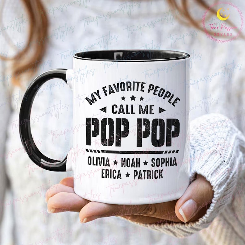 Custom Pop Pop Mug With Kids Names, Fathers Day Gift for Pop Pop, Pop ...