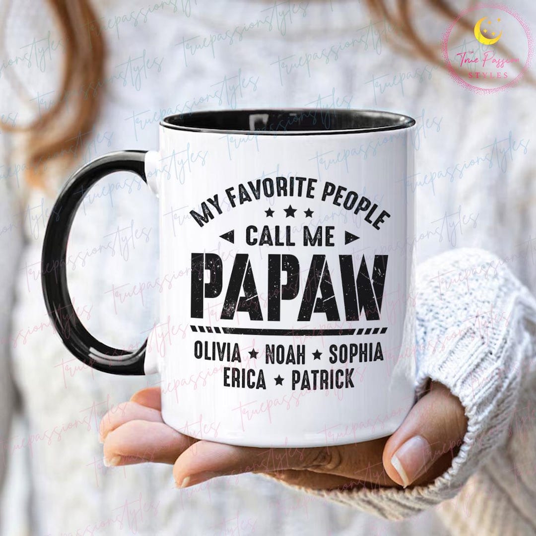 Custom Papaw Mug With Kids Names, Fathers Day Gift for Papaw, My ...