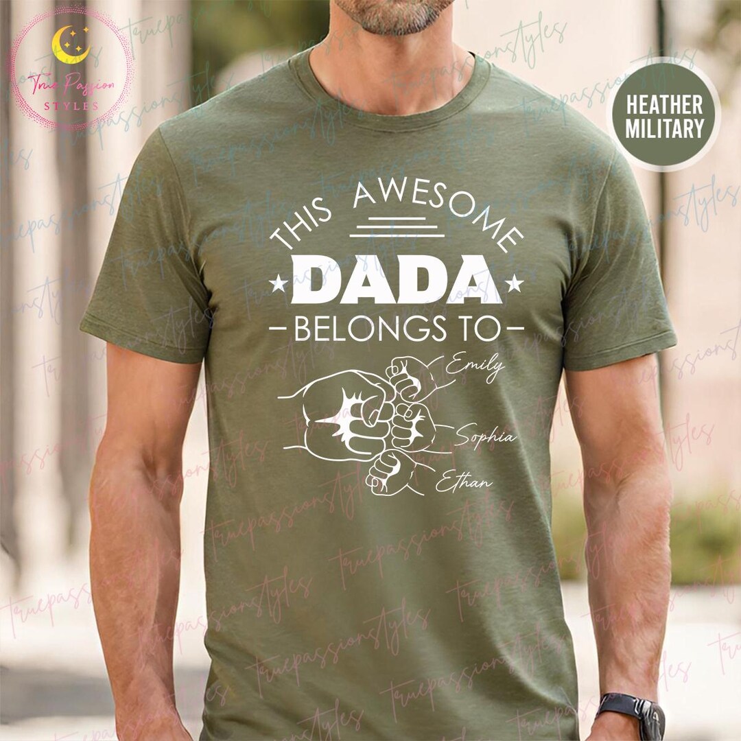 Personalized Dada Shirt With Kids Names, Custom Dada Shirt, Gift for ...