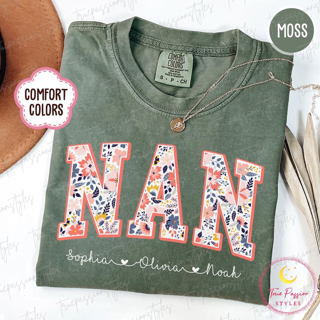 Comfort Colors® Custom Nan Shirt With Kids Names, Floral Nan Sweatshirt ...