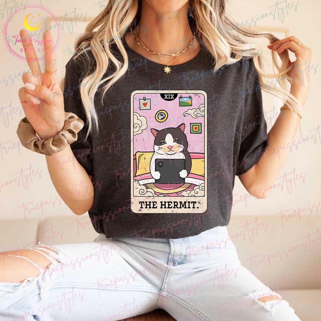 The Hermit Tarot Card Shirt, Crying Cat Meme T-shirt, Sad Cat Meme ...