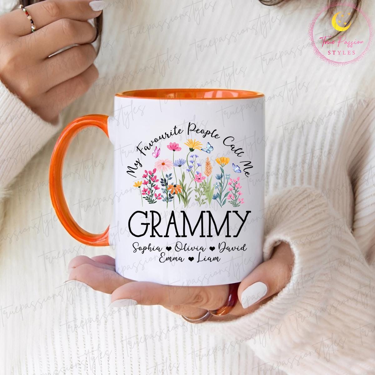 Custom Grammy Mug, Personalized Floral Grammy Mug, Mothers Day Gift for ...