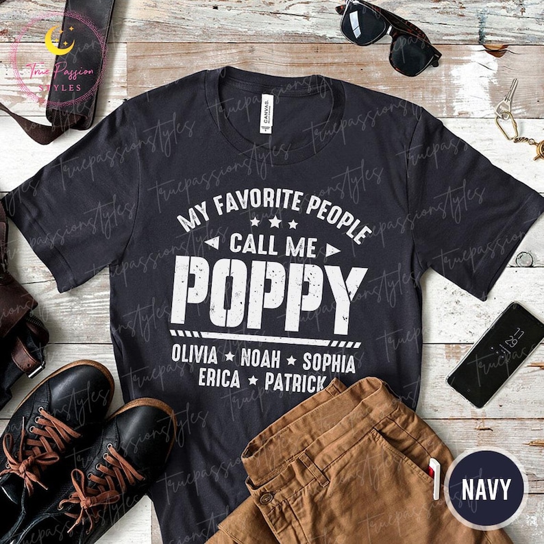 Custom Poppy Shirt With Kids Names, Fathers Day Gift for Poppy, Cool ...