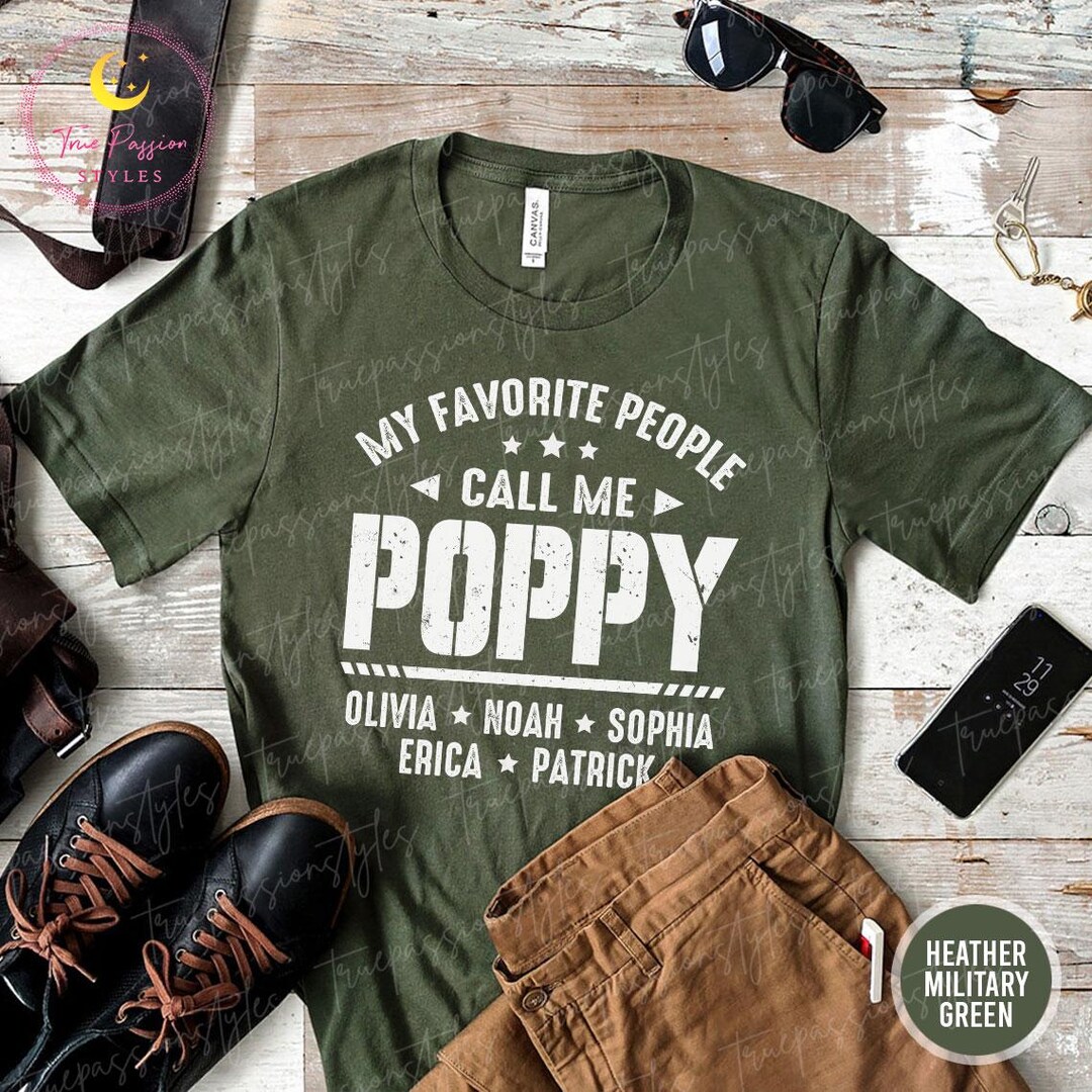 Custom Poppy Shirt With Kids Names, Fathers Day Gift for Poppy, Cool ...
