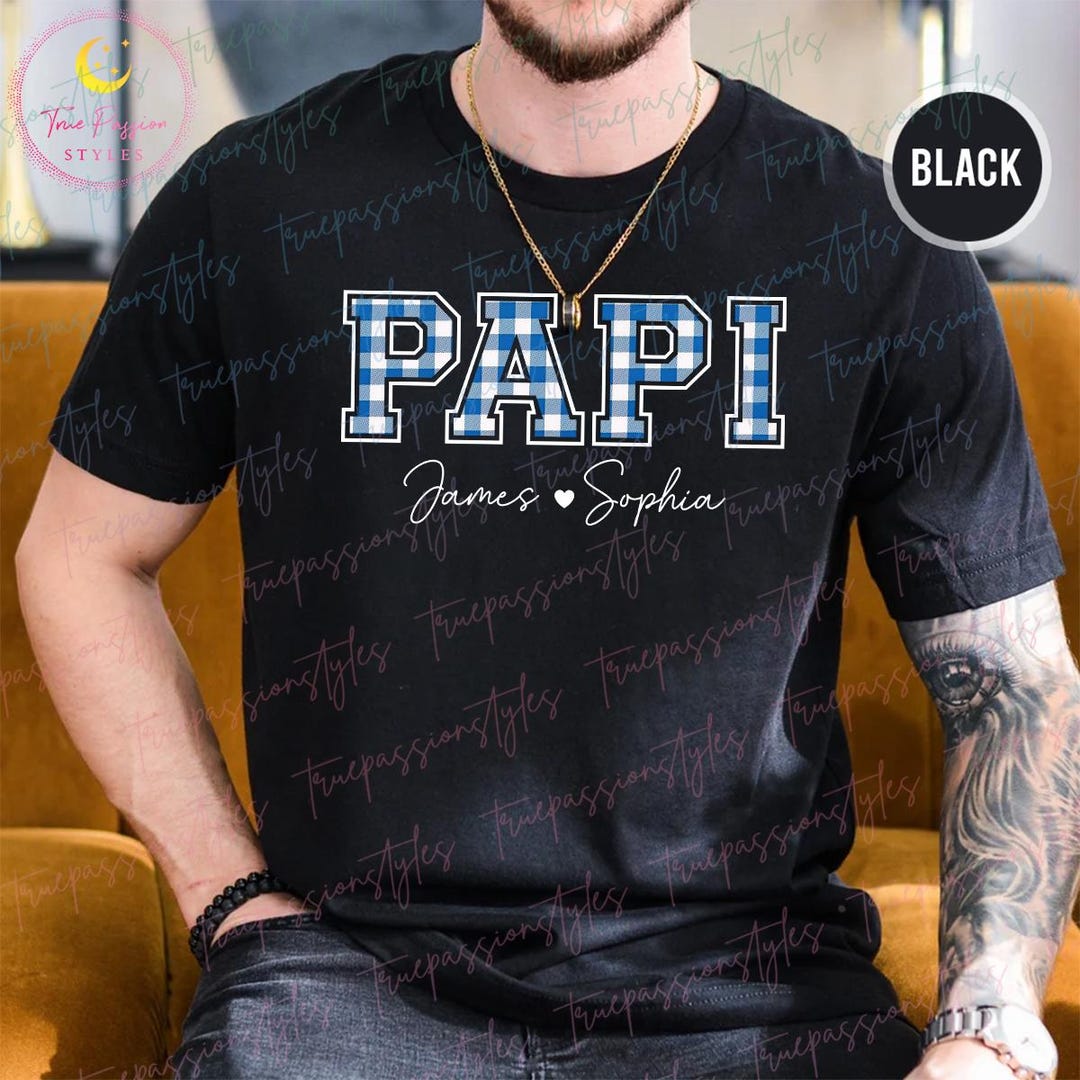 Custom Papi Shirt With Kids Names, Personalized Papi Shirt, New Papi ...