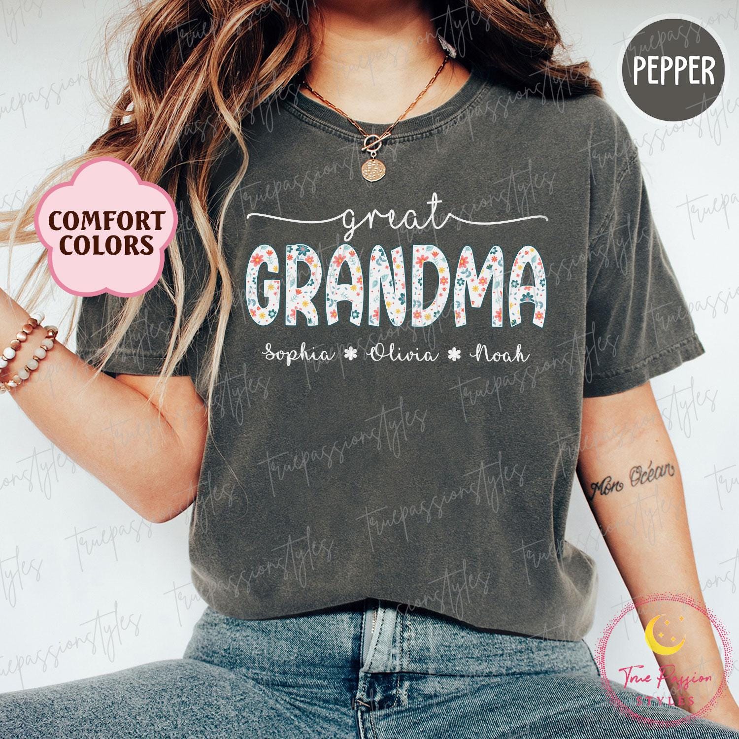 Personalized Great Grandma Comfort Colors® Shirt With Kids Names ...