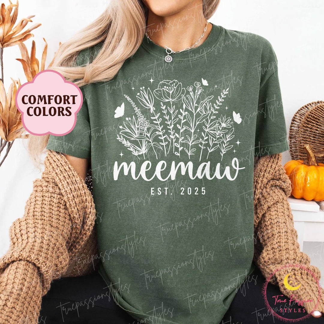 Comfort Colors® Custom Meemaw Shirt, Wildflower Meemaw Tshirt, Promoted ...