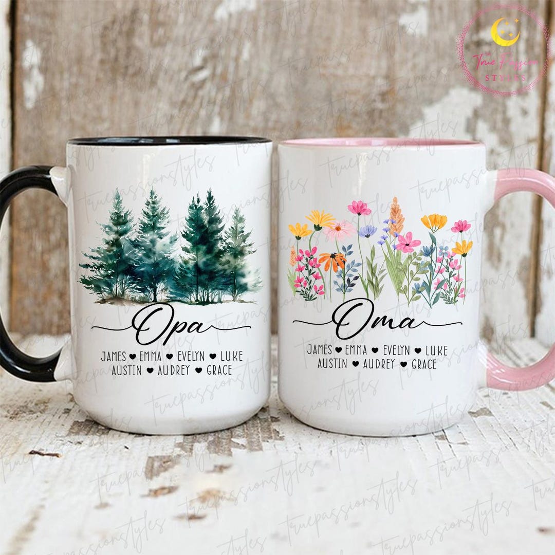 Custom Opa Oma Mug, Personalized Grandparents Mug, Promoted to Oma Mug ...
