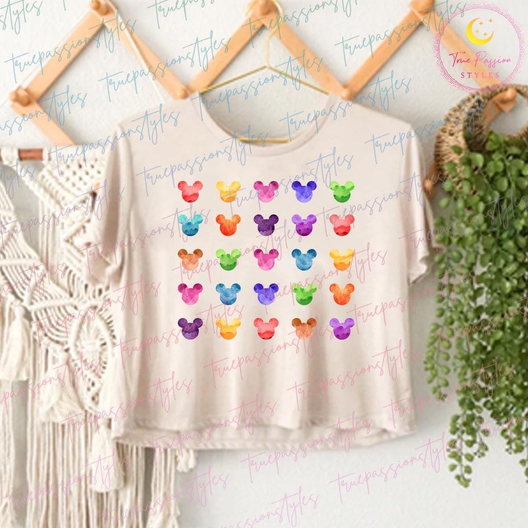 Watercolor Mouse Head Crop Top, Water Color Mouse Ears Crop Top E7218 ...