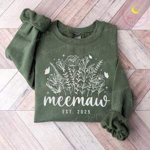 Custom Meemaw Sweatshirt, Wildflower Meemaw Sweater, Promoted to Meemaw ...