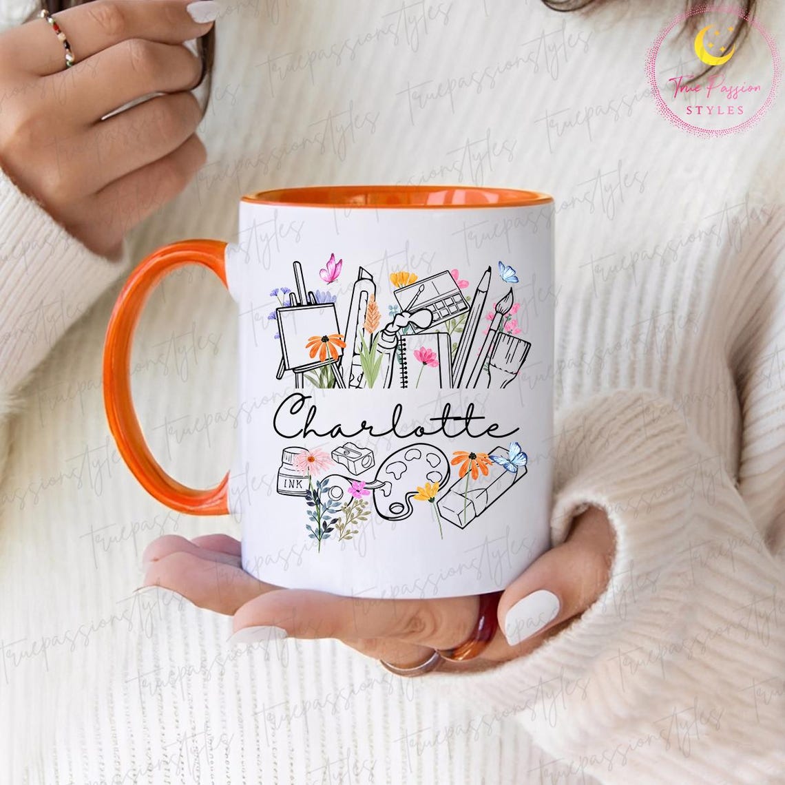 Personalized Artist Mug, Custom Floral Artist Mug, Art Lover Gift, Art ...