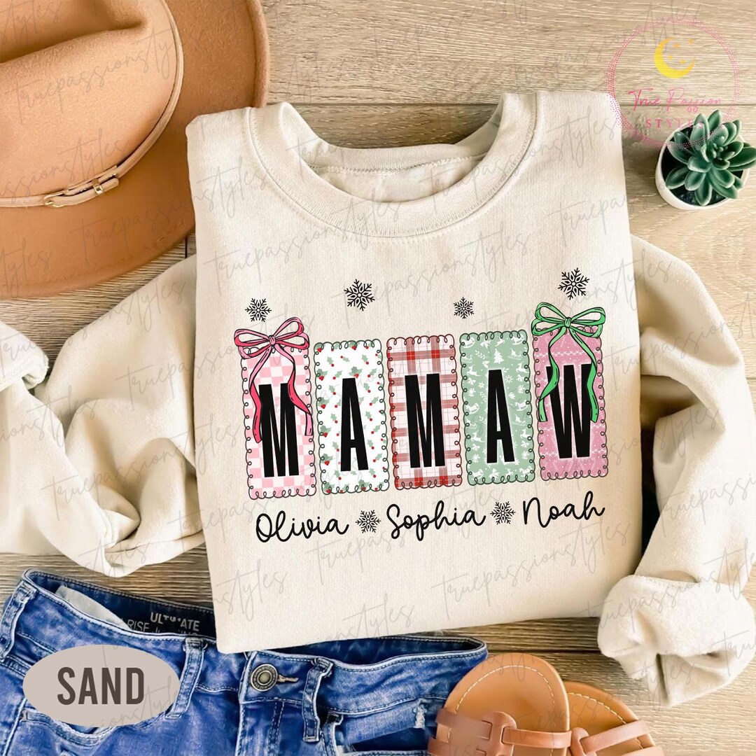 Custom Mamaw Sweatshirt With Kids Names, Christmas Mamaw Sweater ...