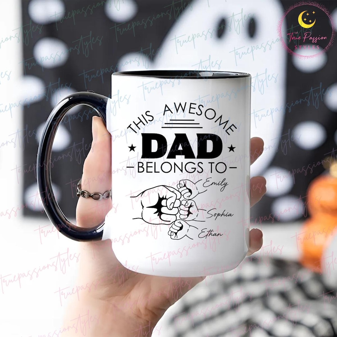 Personalized Dad Mug With Kids Names, Custom Dad Mug, Gift for Dad, New ...
