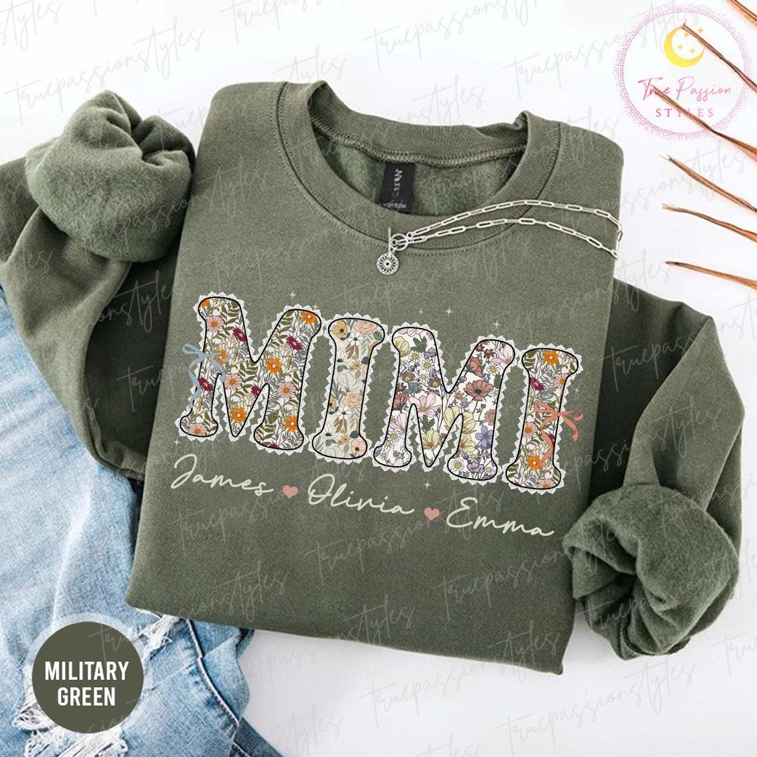 Personalized Mimi Sweatshirt, Floral Mimi Sweater, Mother's Day Gift ...