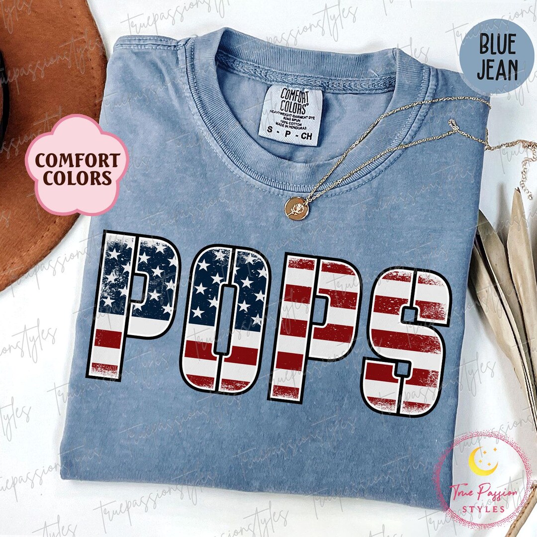 Comfort Colors® Custom American Pops Shirt With Kids Names, Pops 4th of ...