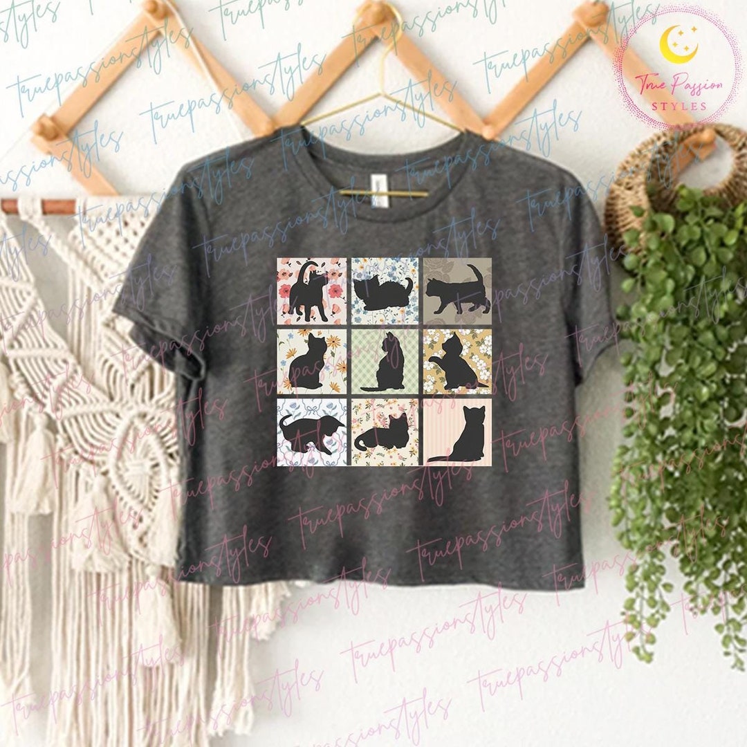Cottagecore Cat Crop Top, Kitten Cat Flowers Crop Top, Wildflower Cat ...