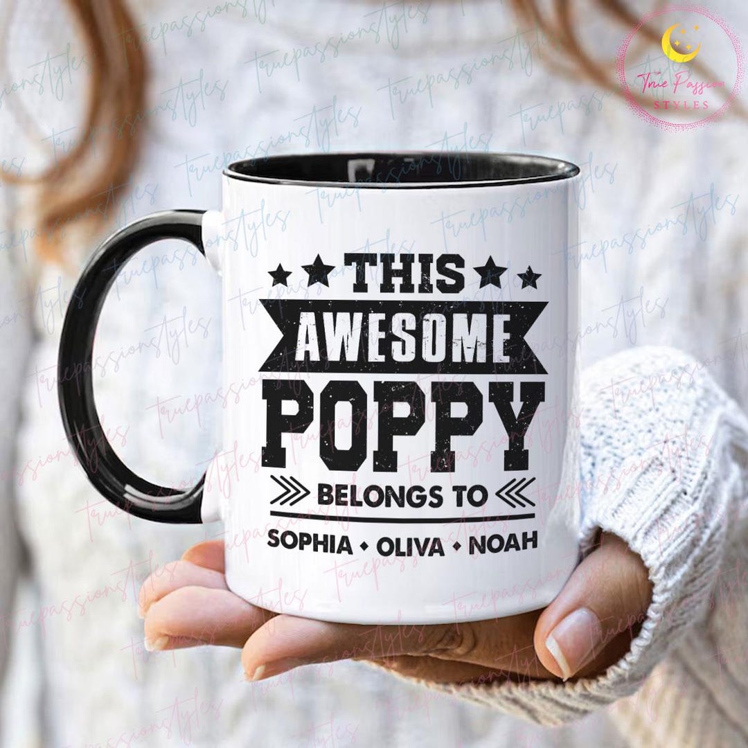 Custom Poppy Mug With Kids Names, Fathers Day Gift for Poppy ...