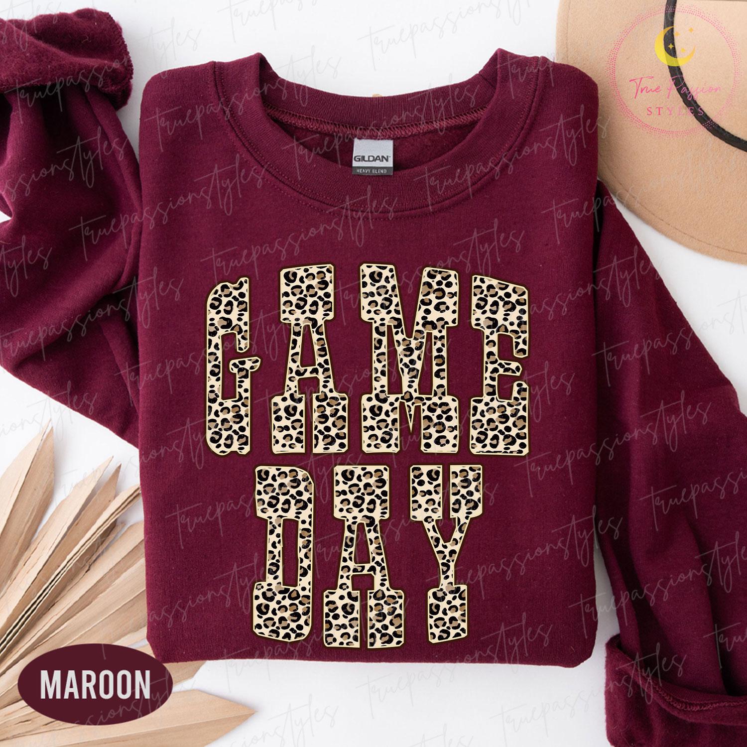 Leopard Game Day Sweatshirt, Game Day Season Sweatshirt, Football ...