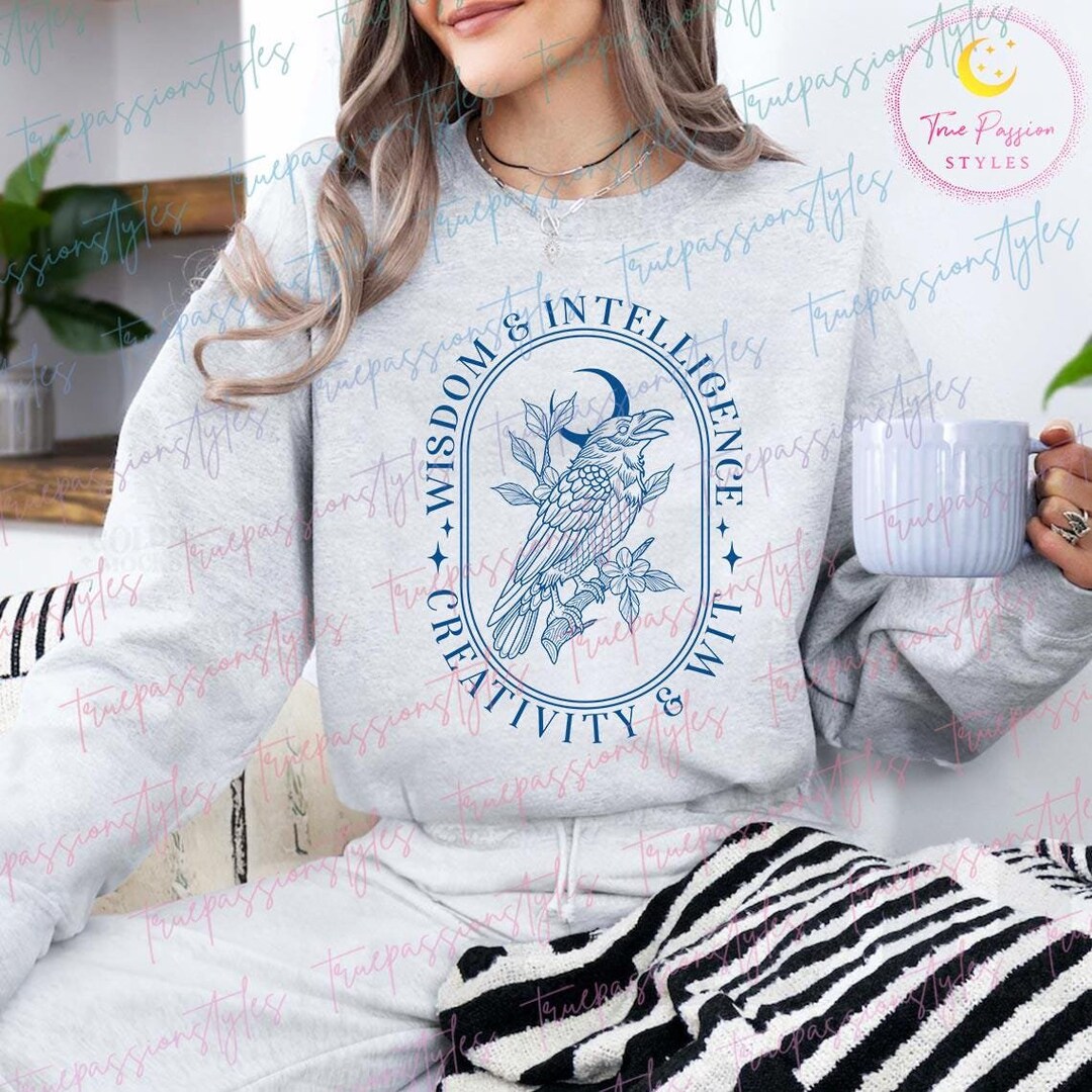 Wisdom & Intelligence Raven Sweatshirt, Wizard House Sweatshirt, Magic ...