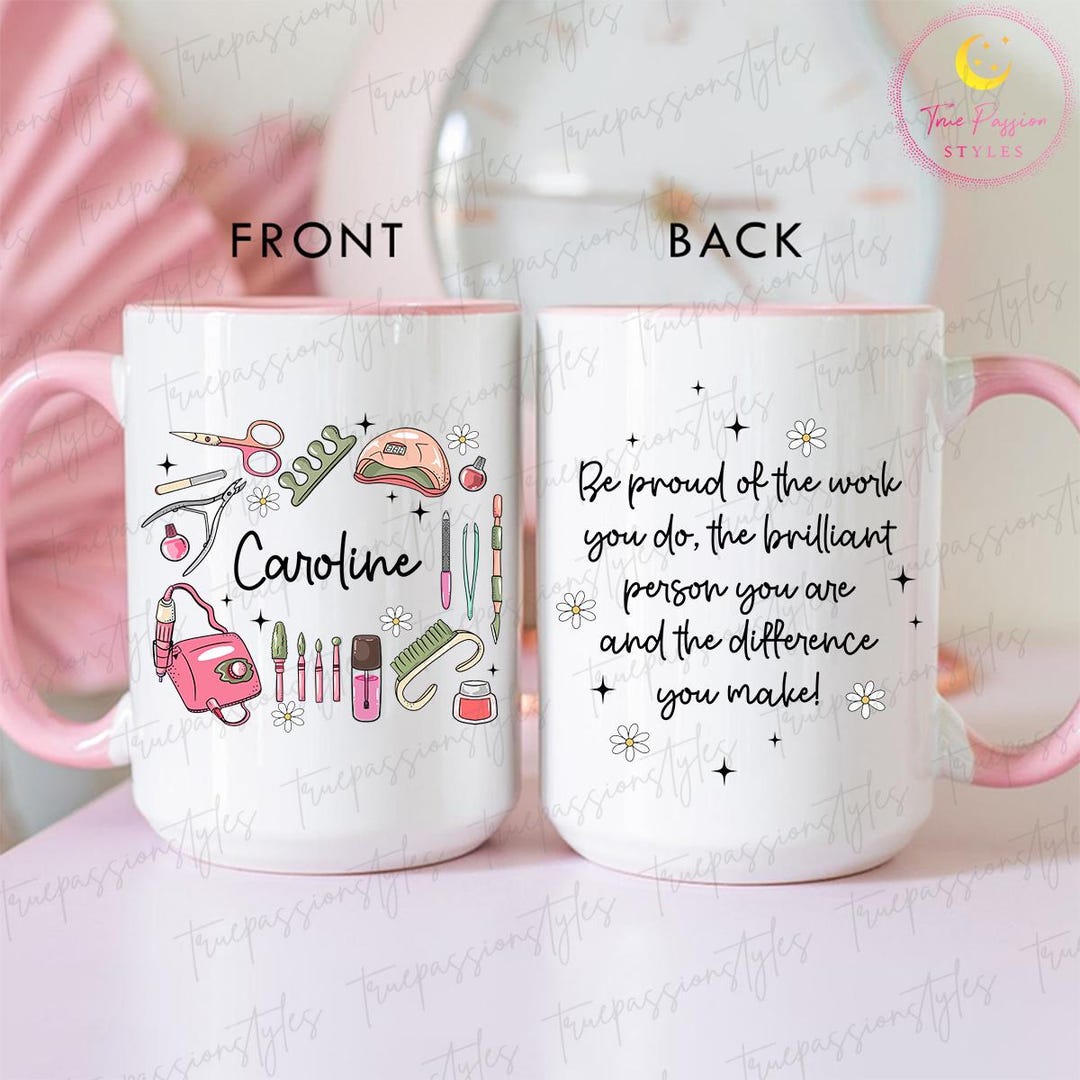 Personalized Nail Tech Mug, Custom Nail Technician Mug, Nail Artist ...