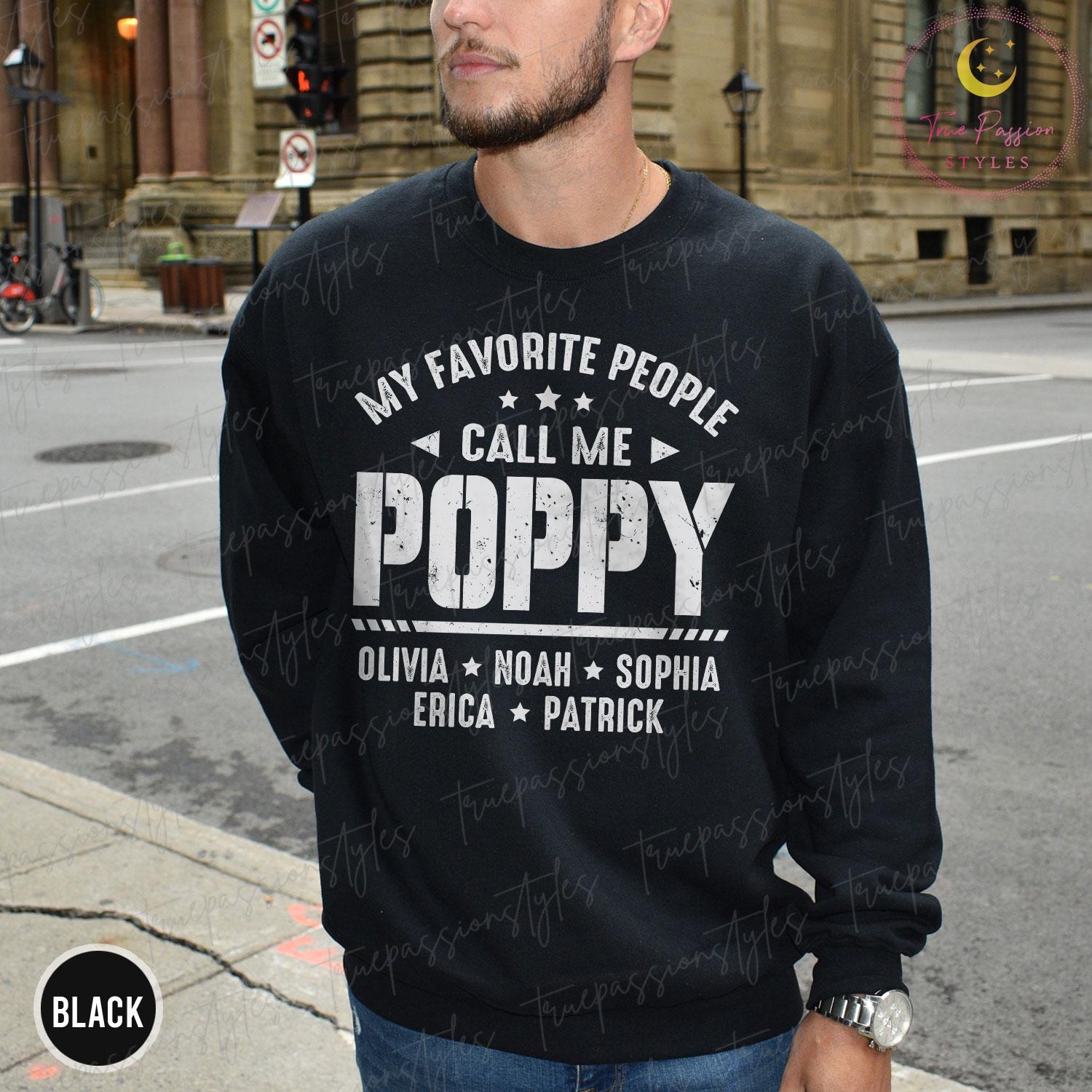 Custom Poppy Shirt With Kids Names, Fathers Day Gift for Poppy, Cool ...