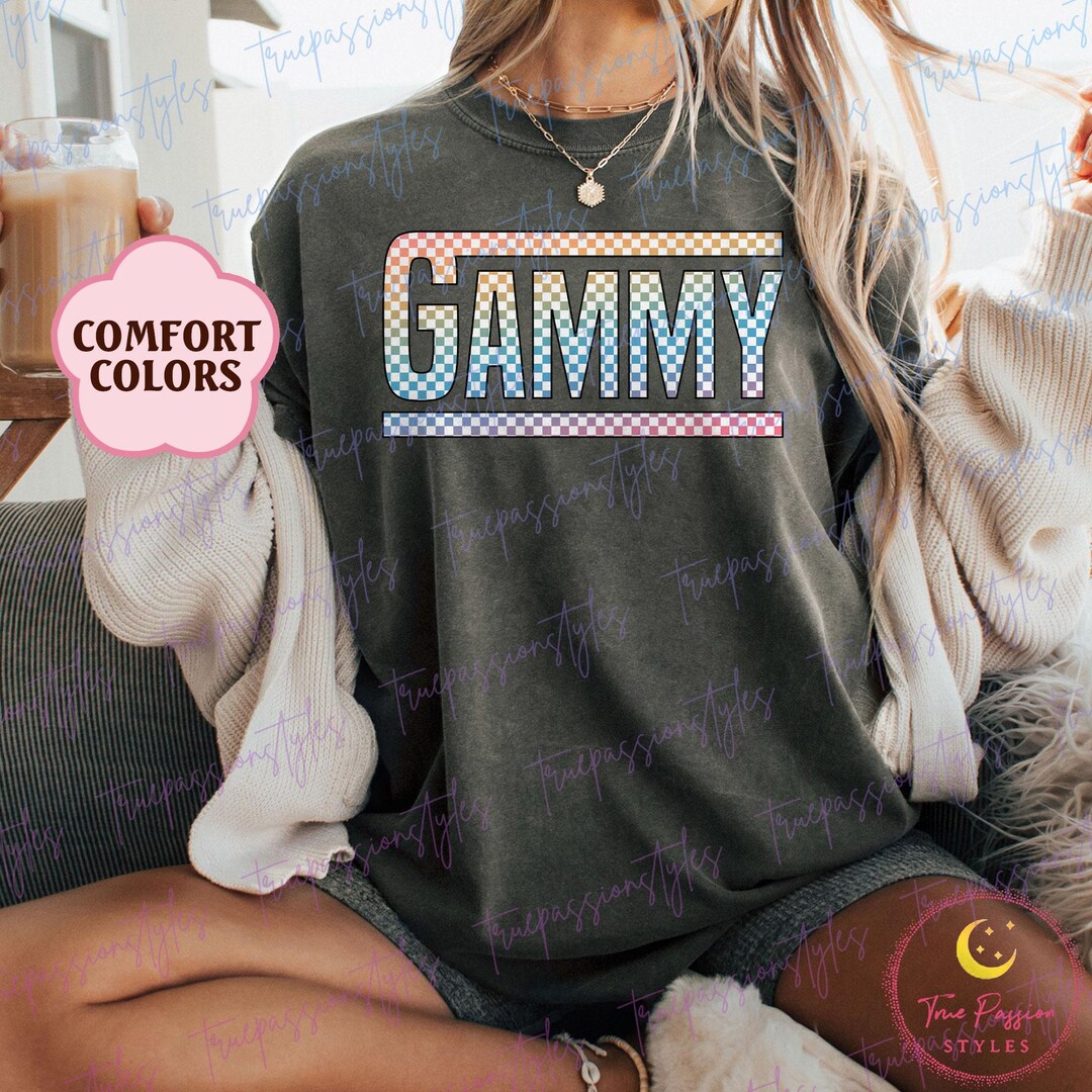 Comfort Colors® Rainbow Checkered Gammy Shirt, Gammy Tshirt, Grandma ...