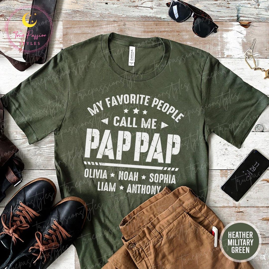Custom Pap Pap Shirt With Kids Names, Fathers Day Gift for Pap Pap ...