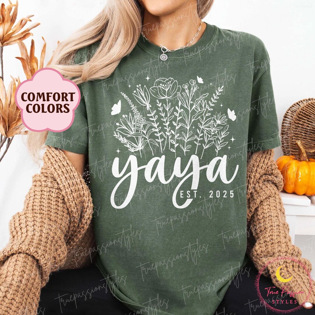 Comfort Colors® Custom Yaya Shirt, Wildflower Yaya Tshirt, Grandma ...